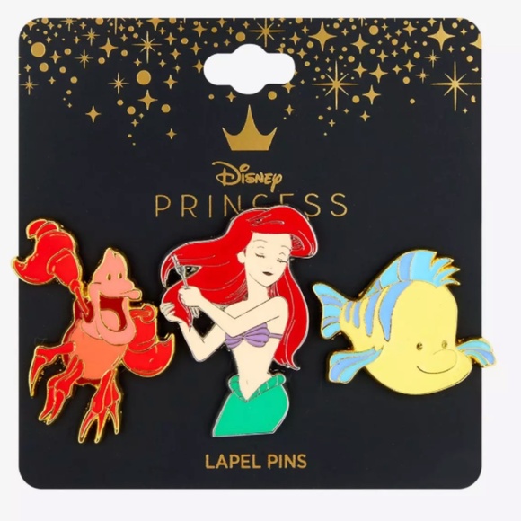 Disney | Jewelry | Disney The Little Mermaid Trio Enamel Pin Set Ariel ...